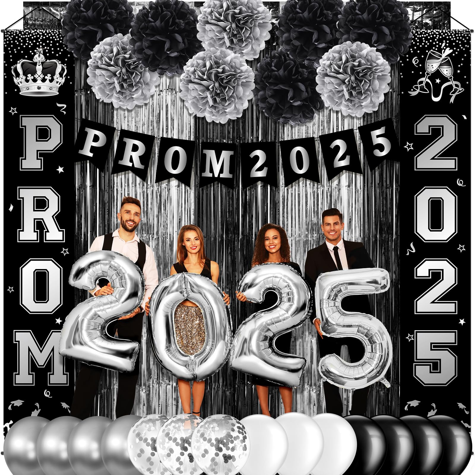 Graduation Decorations Class of 2025,Prom 2025 Banner Fringe Foil ...