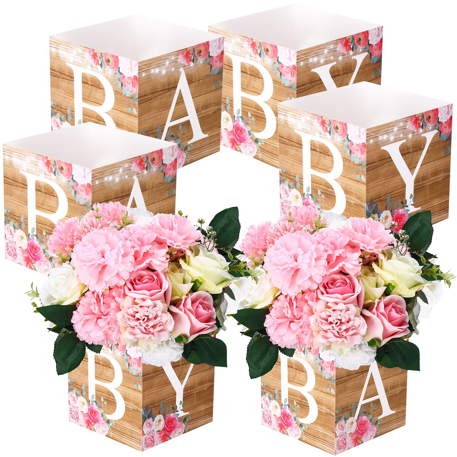 Bucherry 6 Pcs Baby Shower Party Decorations Baby Flower Boxes ...