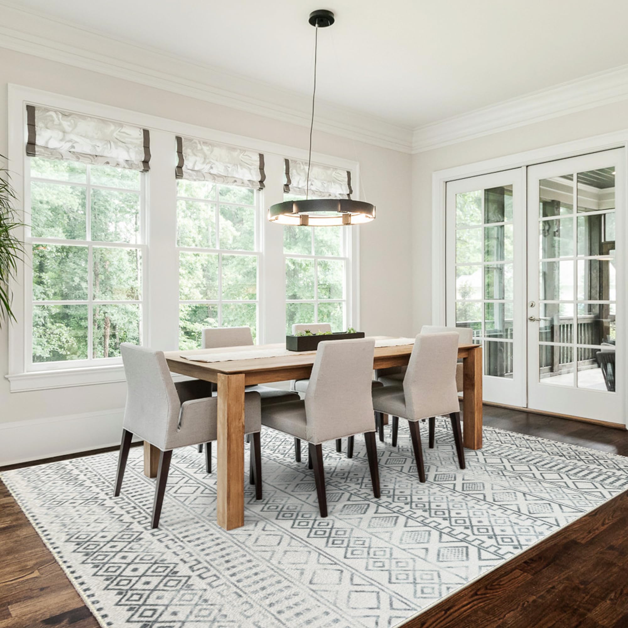 MECOSEN 5x7 Washable Rug, Boho Moroccan Farmhouse Distressed Gray ...