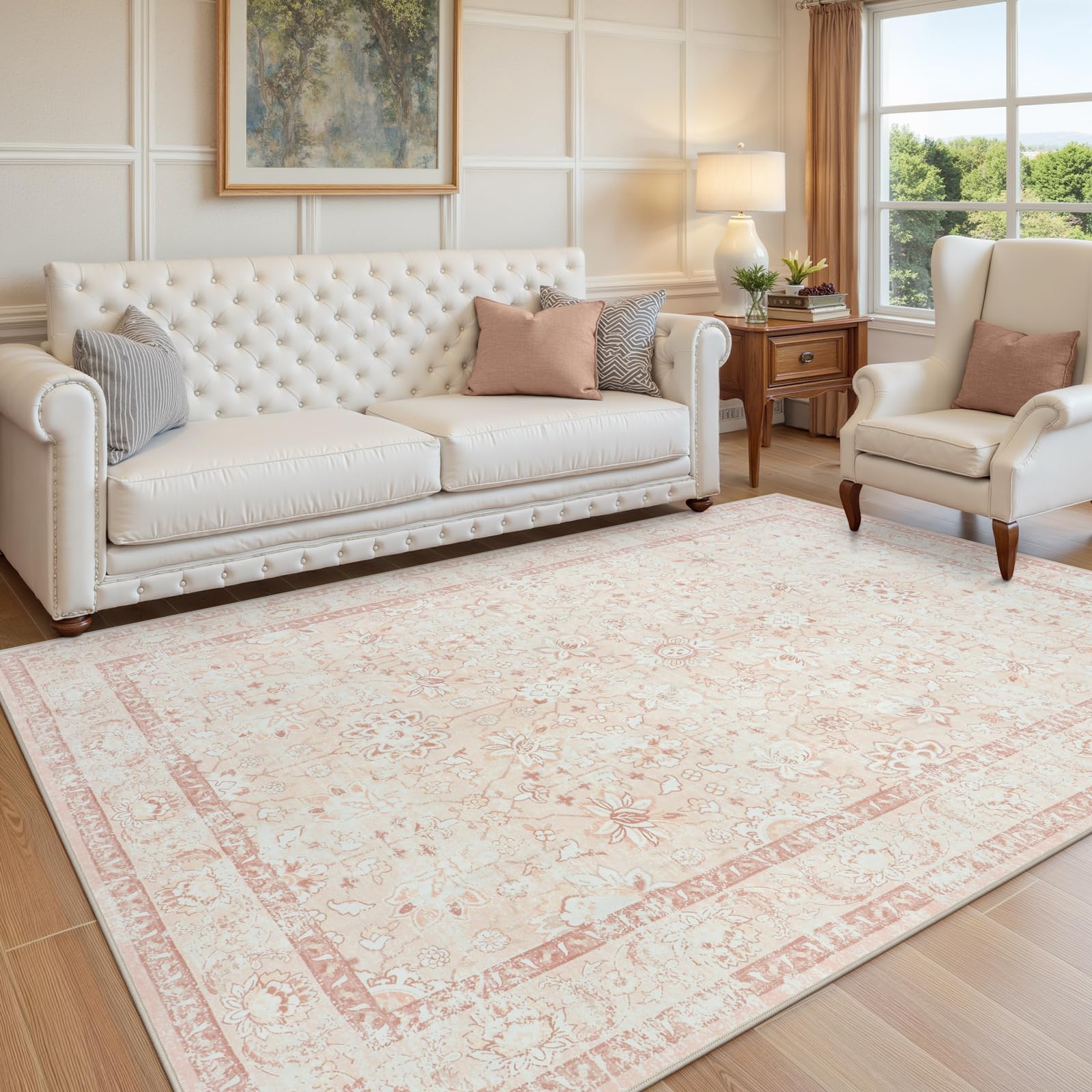 LIVEBOX 5x7 Washable Rug, Soft Boho Pink Rug for Bedroom Girls, Non ...