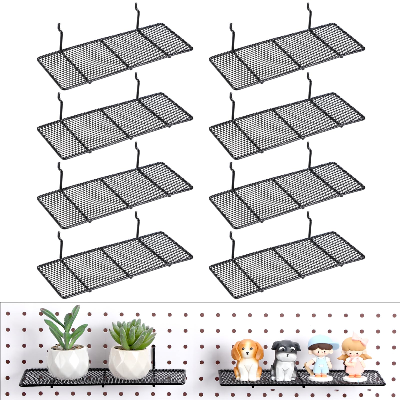 Shimeyao 8 Pcs Pegboard Shelf, Metal Mesh Peg Board Hooks, Shelf ...