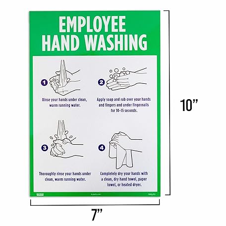 Mua Employee Hand Washing Decal Sign - Public Restroom or Kitchen Sink ...