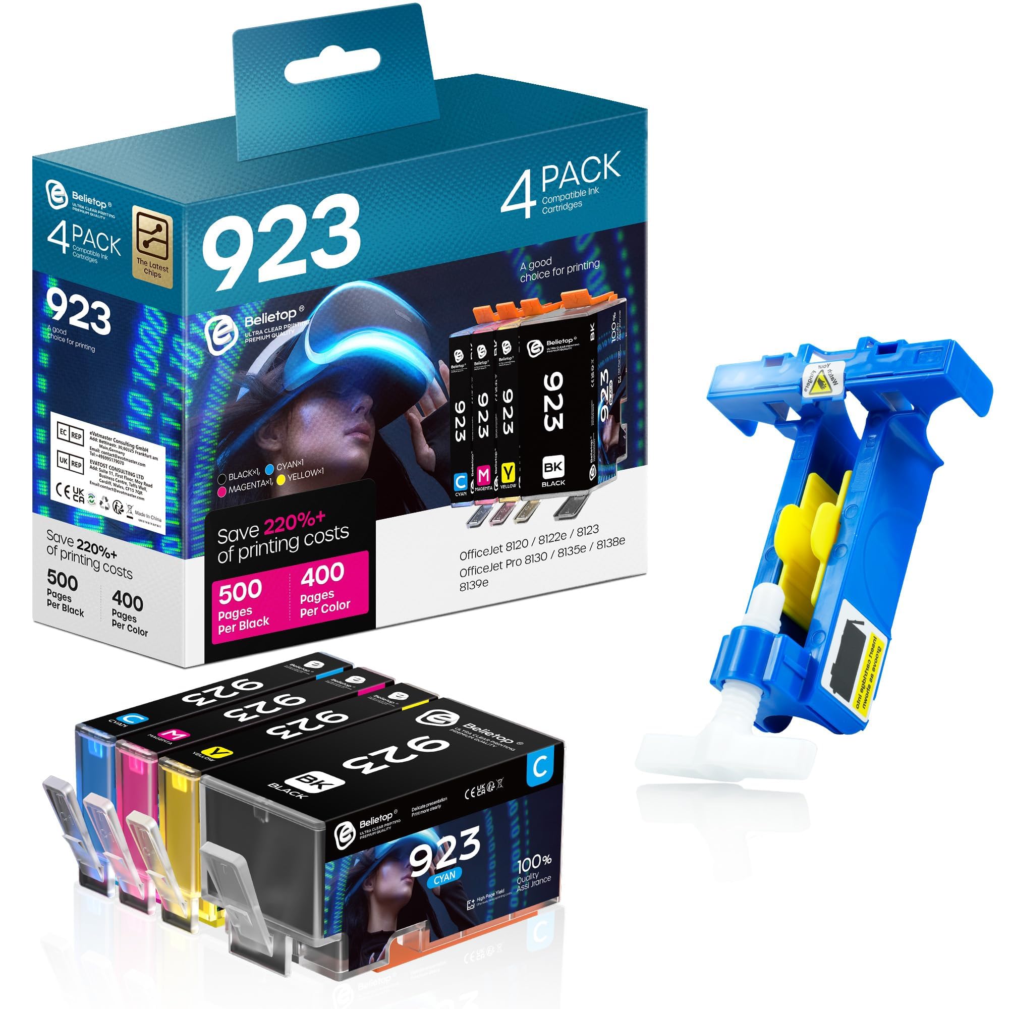 belietop 923 Ink Cartridges Combo Pack Compatible for HP OfficeJet 8120 ...