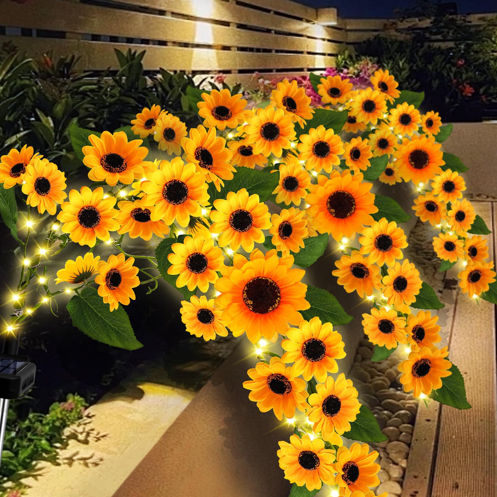Solar Garden Lights Outdoor, 2 Pack Sunflower Lights with 46 Lifelike ...