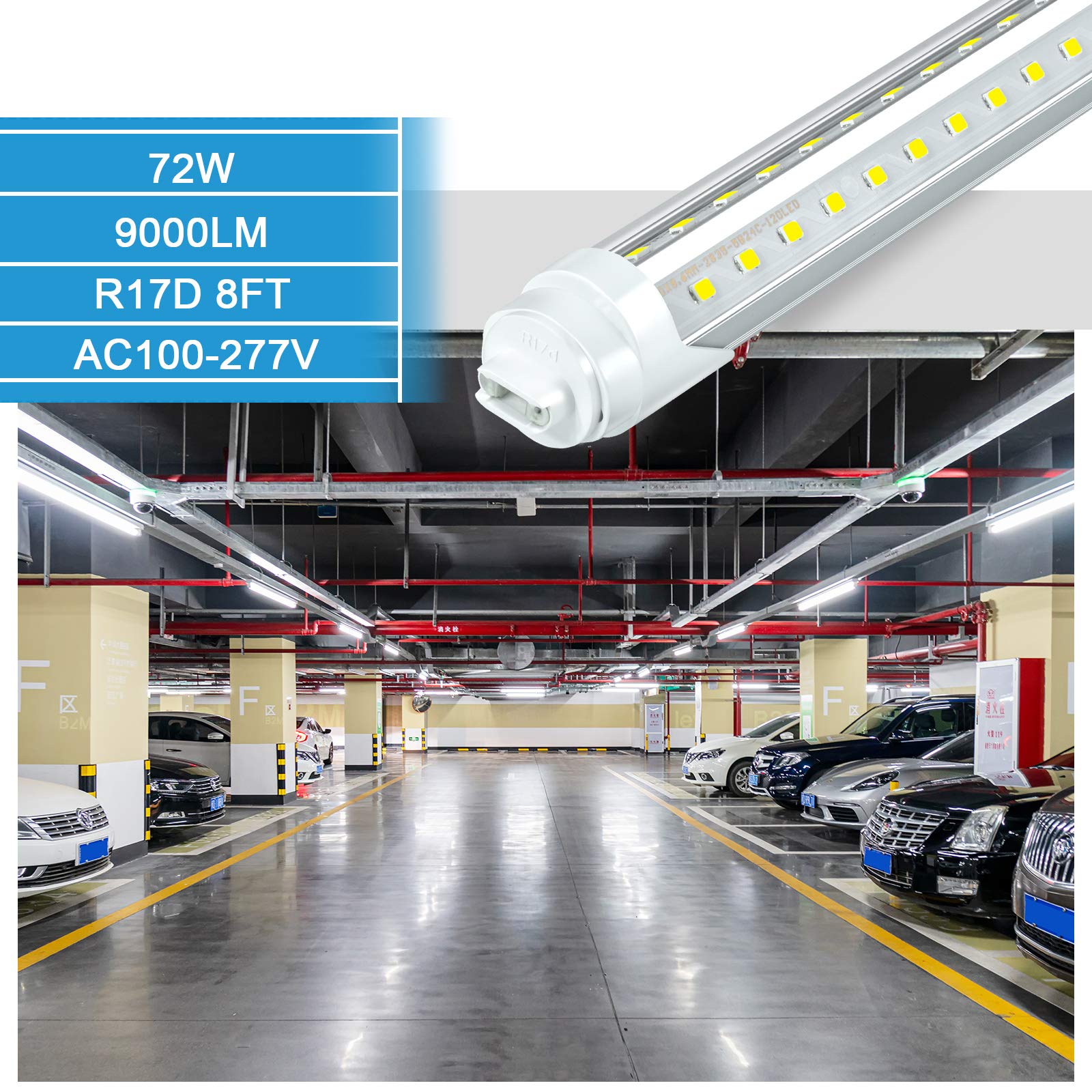 ELEKICO 8FT LED Bulb, 8FT Led Shop Light R17D V Shaped, 8 Foot LED ...