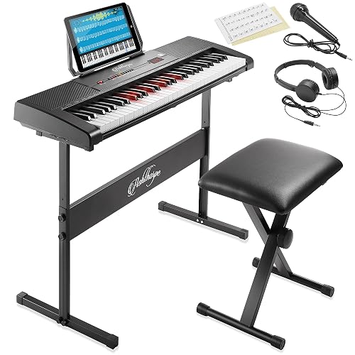 Ashthorpe 61-Key Digital Keyboard Piano with Lighted Keys, Stand, and ...