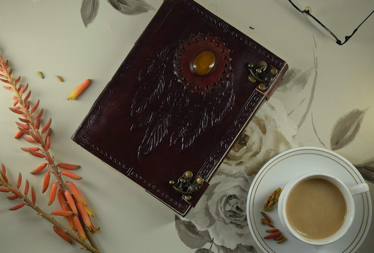 GnG – Leather Journal Pankh with Stone Writing Notebook :: Handmade in ...