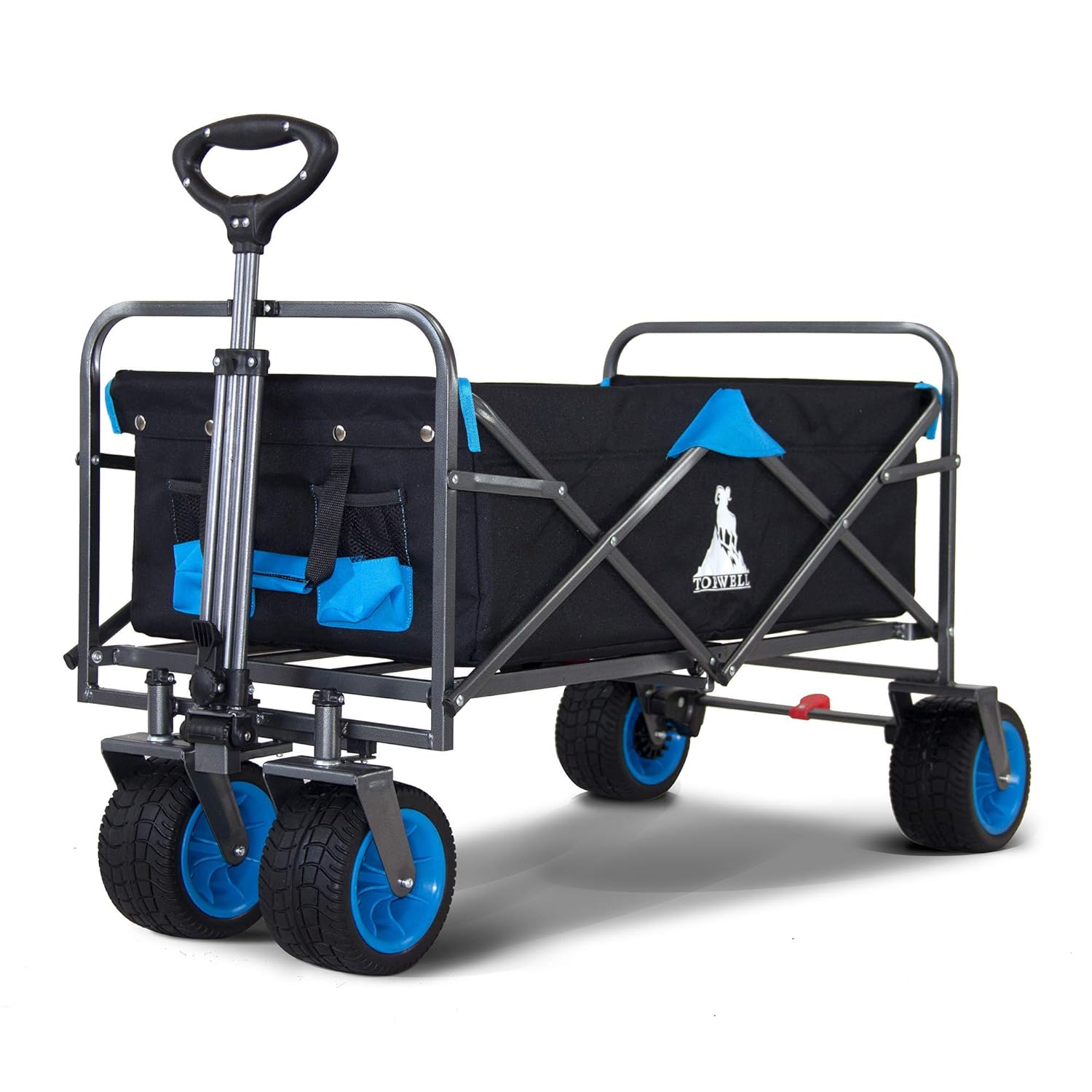 TOPWELL All-Terrain Wheels Garden Cart, Integrated Front Wheels and Pull Handle Folding Wagon ...