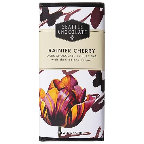 Seattle Chocolates Rainier Cherry Dark Chocolate Truffle Bar w/ Praline ...