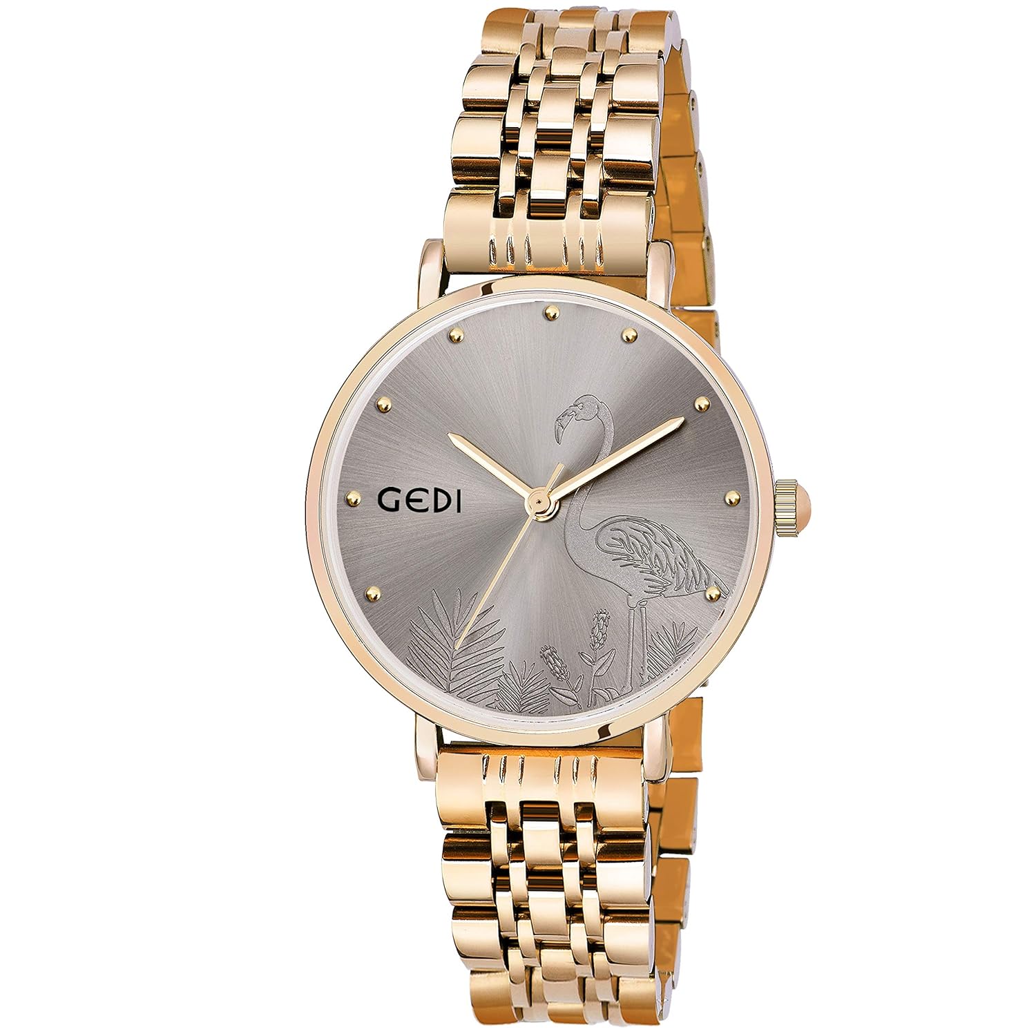 Buy Gedi Analogue Women's Watch (Silver Dial Gold Colored Strap) Online ...