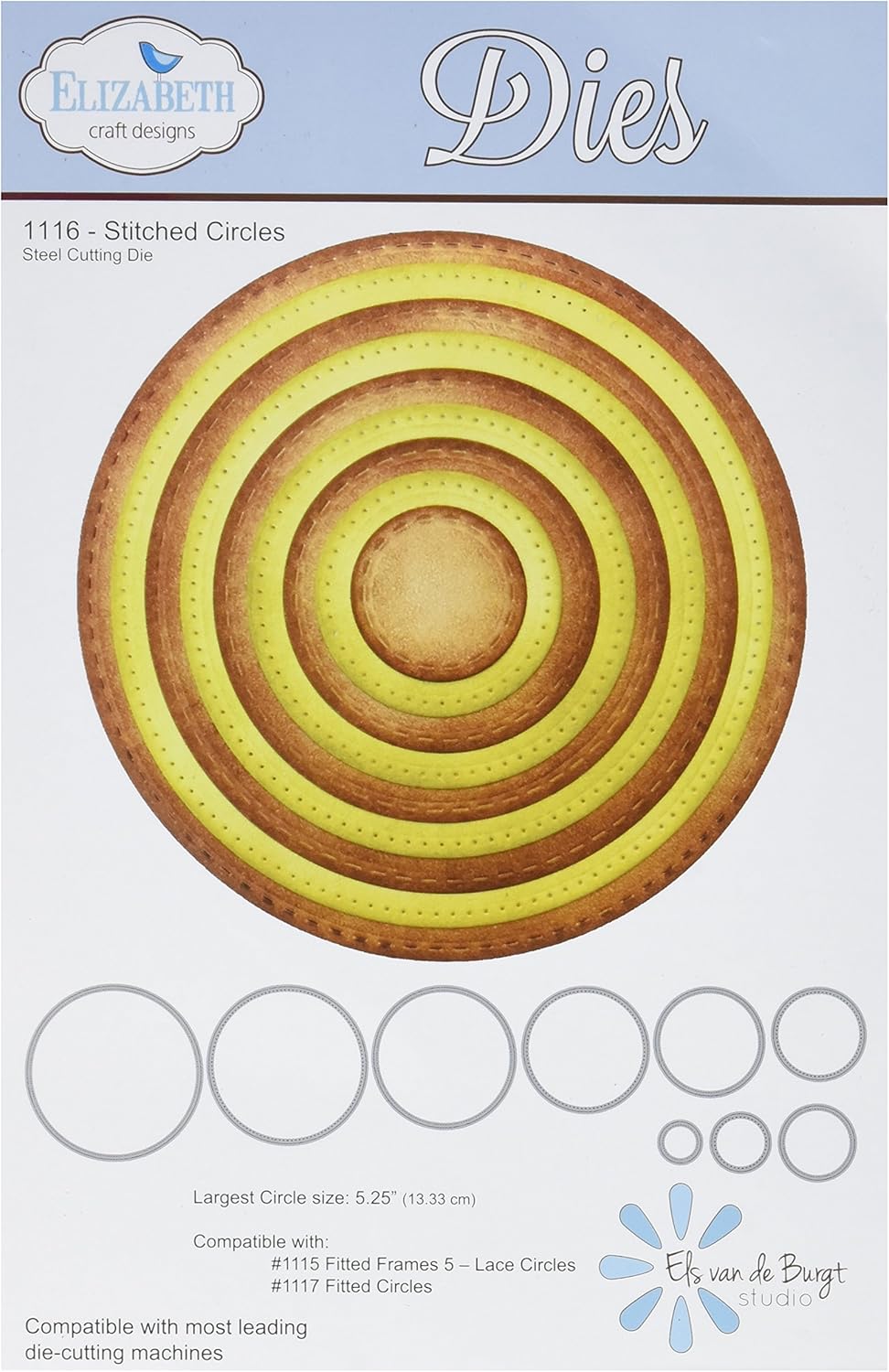 Elizabeth Craft Designs Metal Die Stitched Circles, 5.25-inch Large st ...
