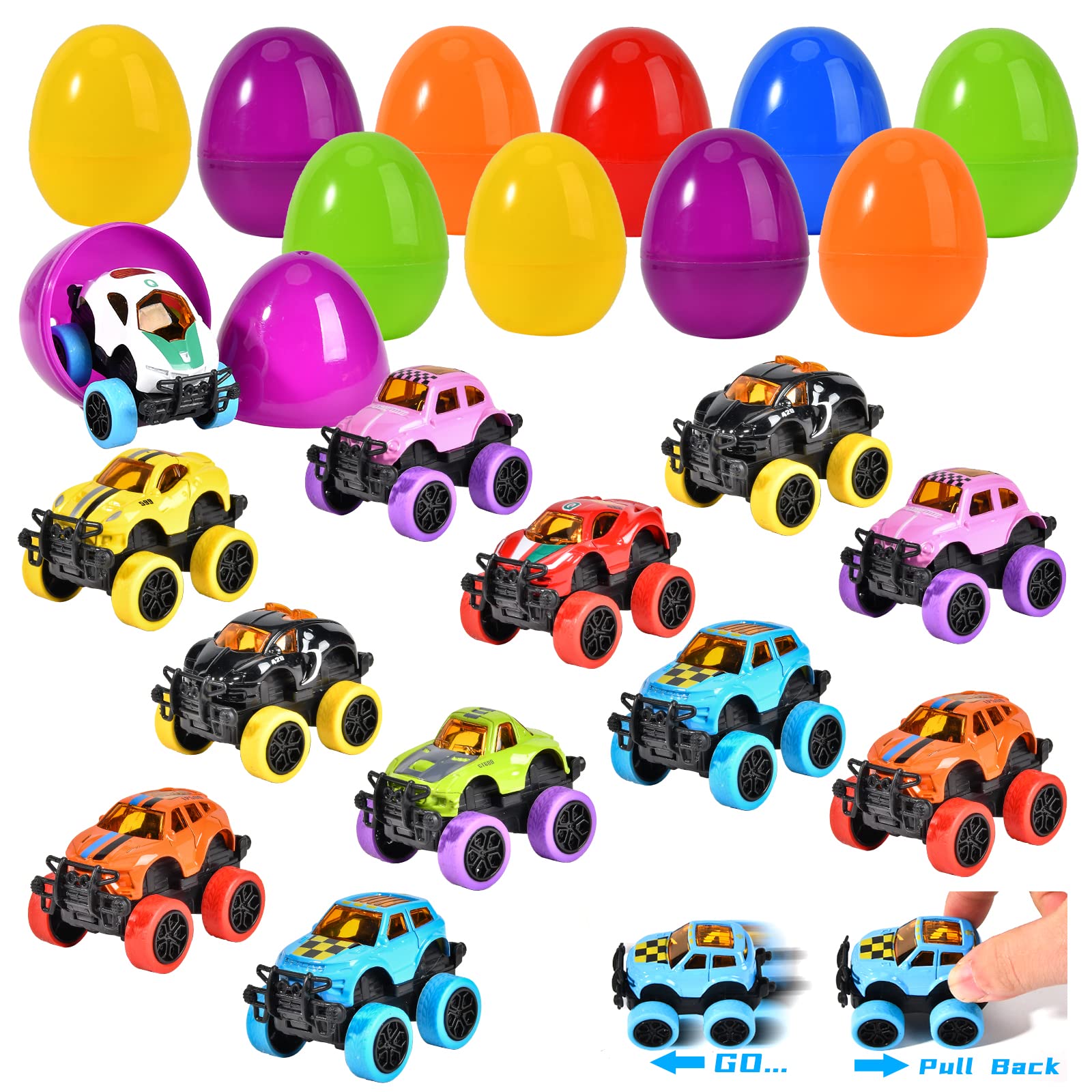 SpringFlower Easter Egg Filled with Pull Back Monster Car Trucks for ...