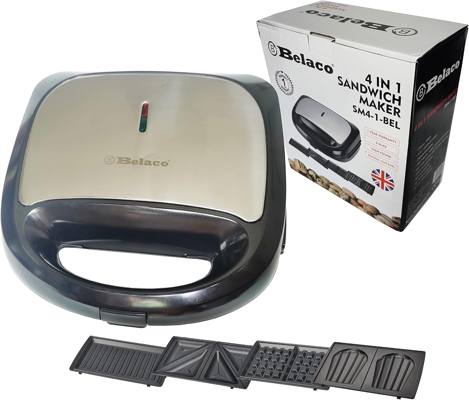 Belaco Sandwich Maker 4 in 1 Sandwich Toaster panini maker Machine Non ...
