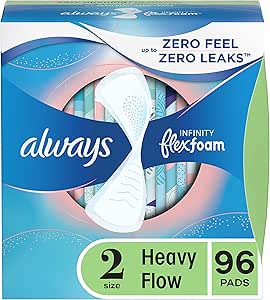 Amazon.com: Always Infinity Feminine Pads for Women, Size 2, 96 Count ...