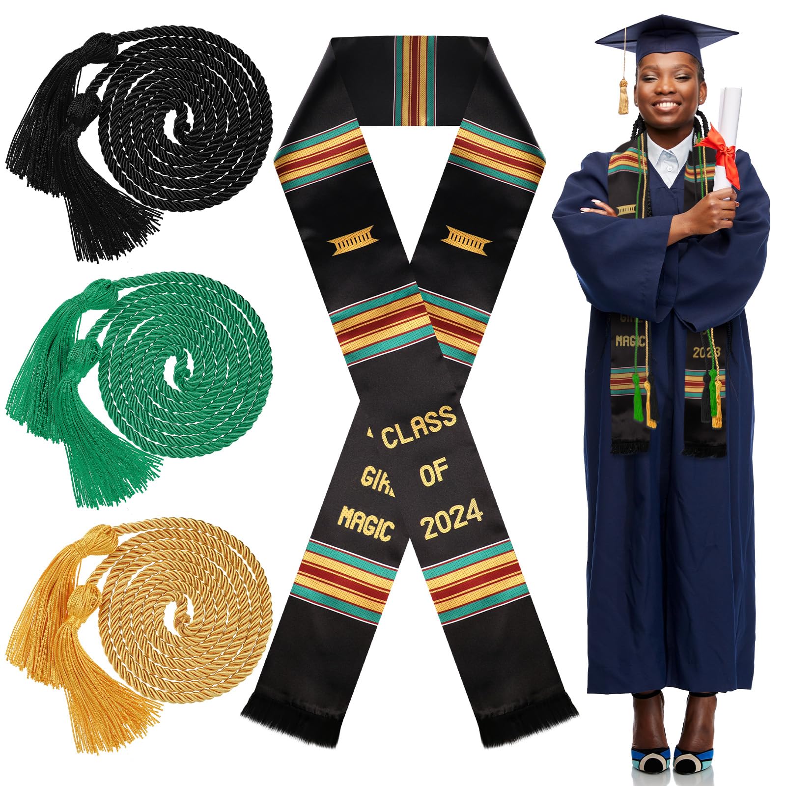 Kente Cloth Stoles Wholesale 2-Piece Graduation Stole Set - Kente Cloth ...