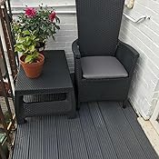 Keter Corfu Rattan Outdoor Garden Furniture Coffee Table - Graphite ...