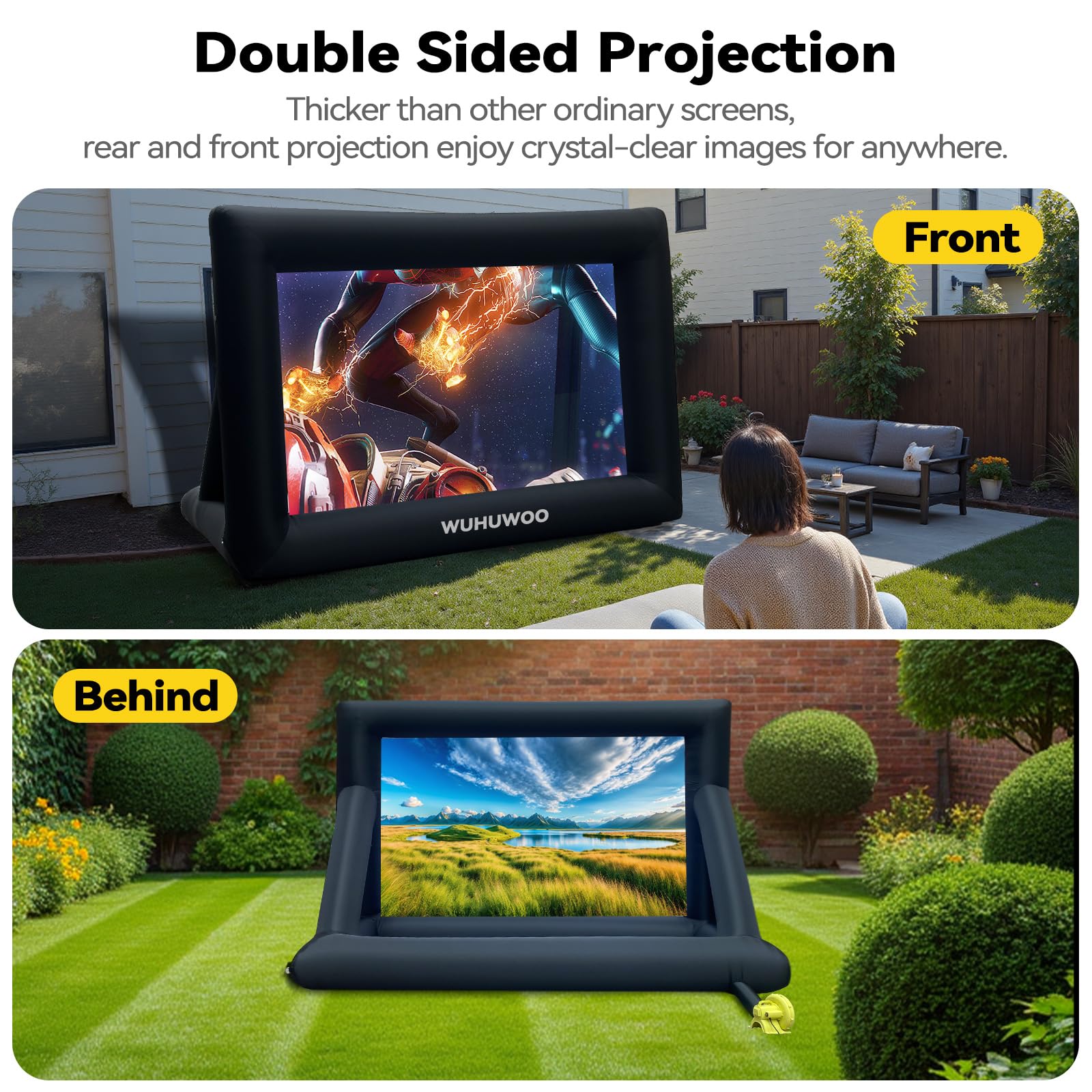 Inflatable Movie Screen Outdoor, 20FT Blow Up Projector Screen For ...