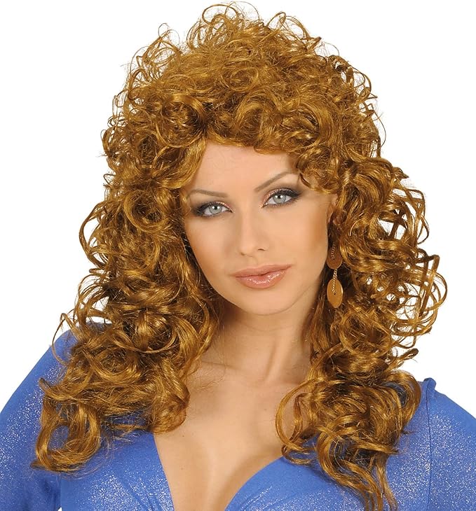 BROWN Ladies 80s Perm ATTRACTIVE WIG Accessory for 80s Disco Pop Retro ...