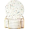 Amazon.com: Terrazzo Drink Absorbent Coasters with Holder Set of 6 ...