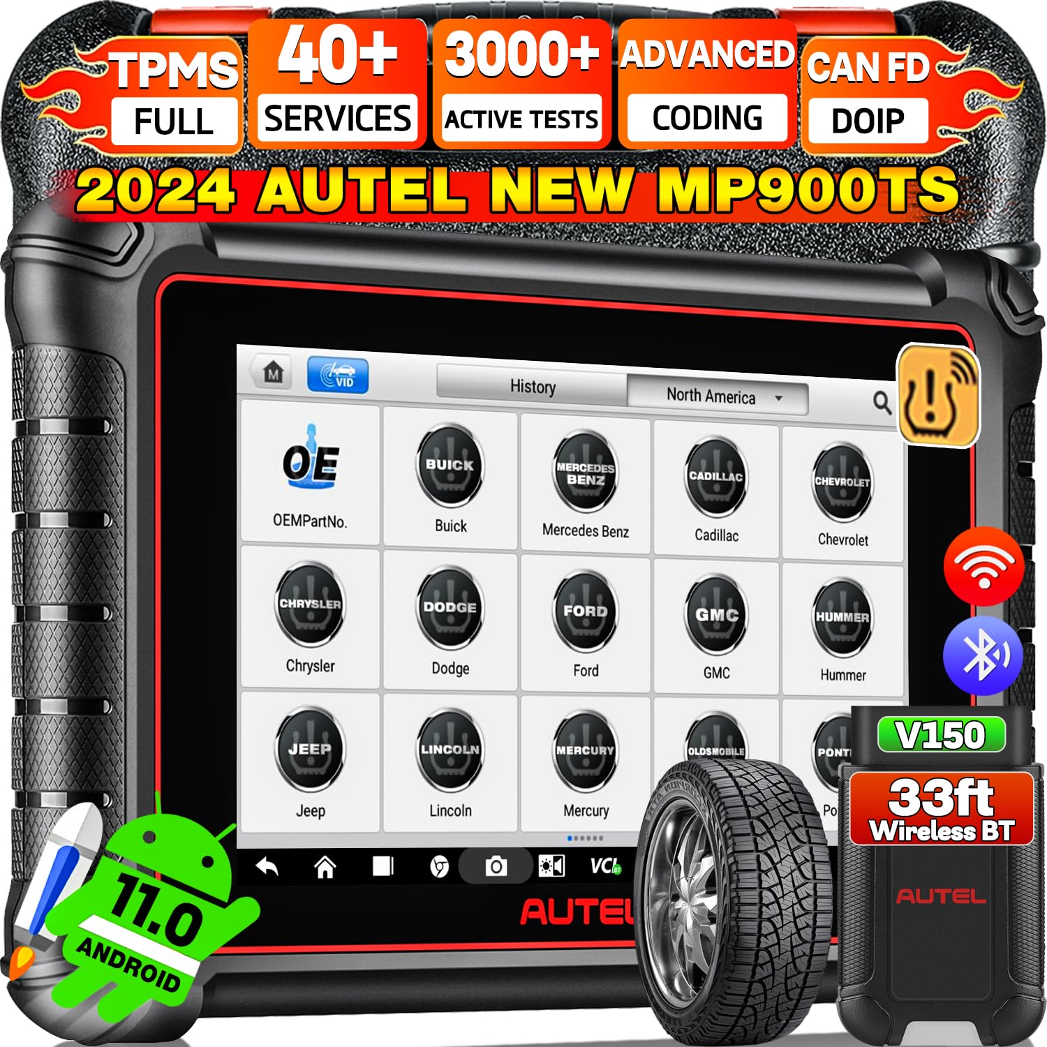 Mua Autel Scanner MaxiPRO MP900TS: 2024 8IN MP900-TS, DoIP CAN-FD, Pro ECU Coding, Full TPMS ...