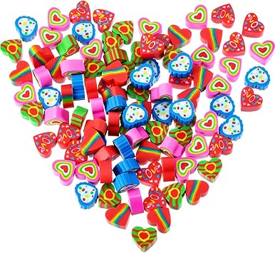 100 Pieces Mini Heart Erasers Colorful Valentine's Day Erasers Novelty ...
