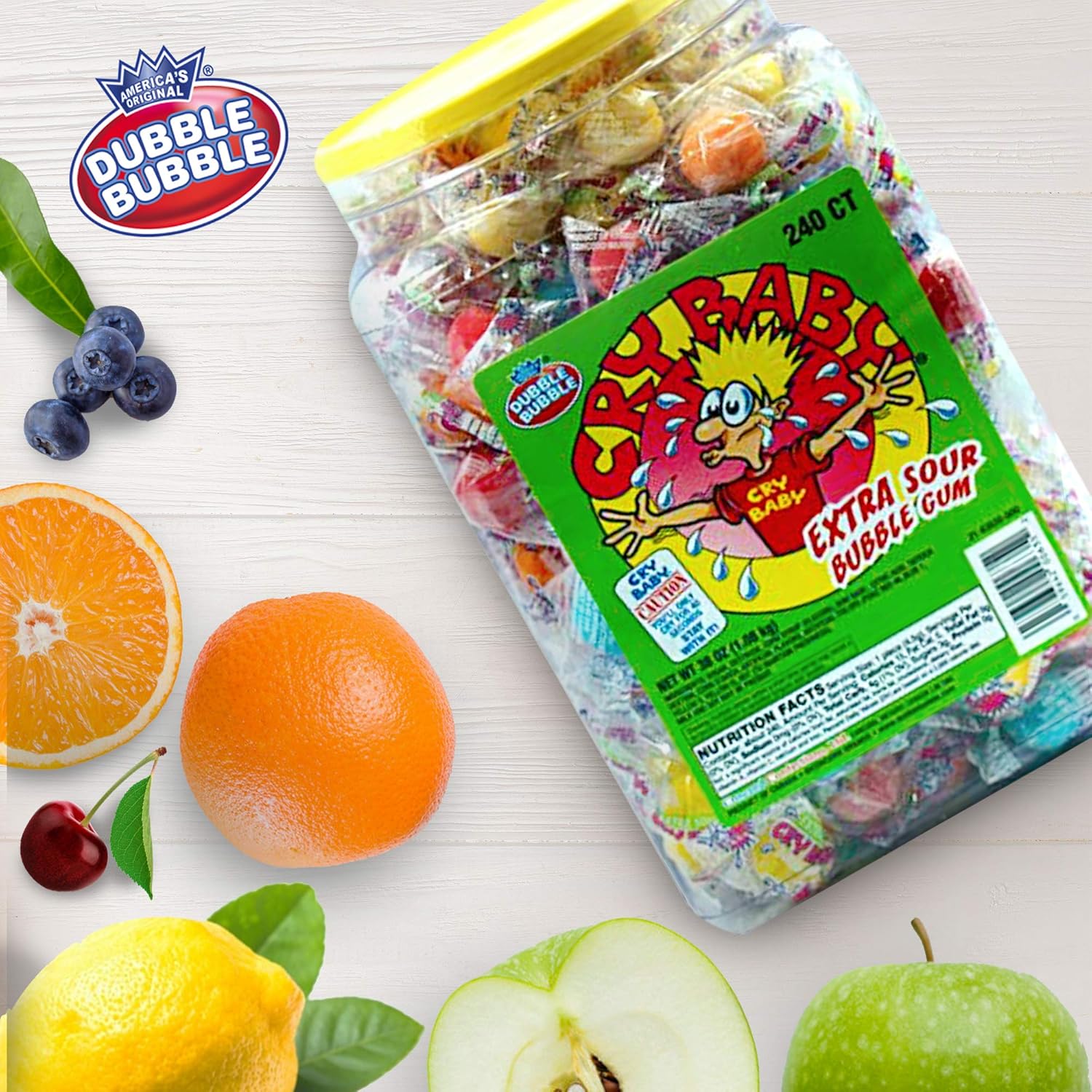 Dubble Bubble, Cry Baby Bubble Gum – Extra Sour Bubblegum, Gumball ...