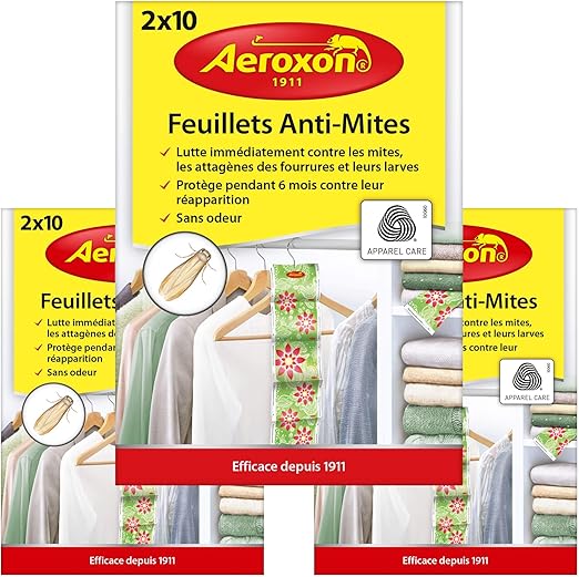Aeroxon - Papiers Anti-Mites Textiles - 3x20 pièces - Contre Les Mites ...