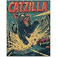 Amazon.com: Catzilla - 28x36 Unframed Art Funny Retro Cat Art Print ...