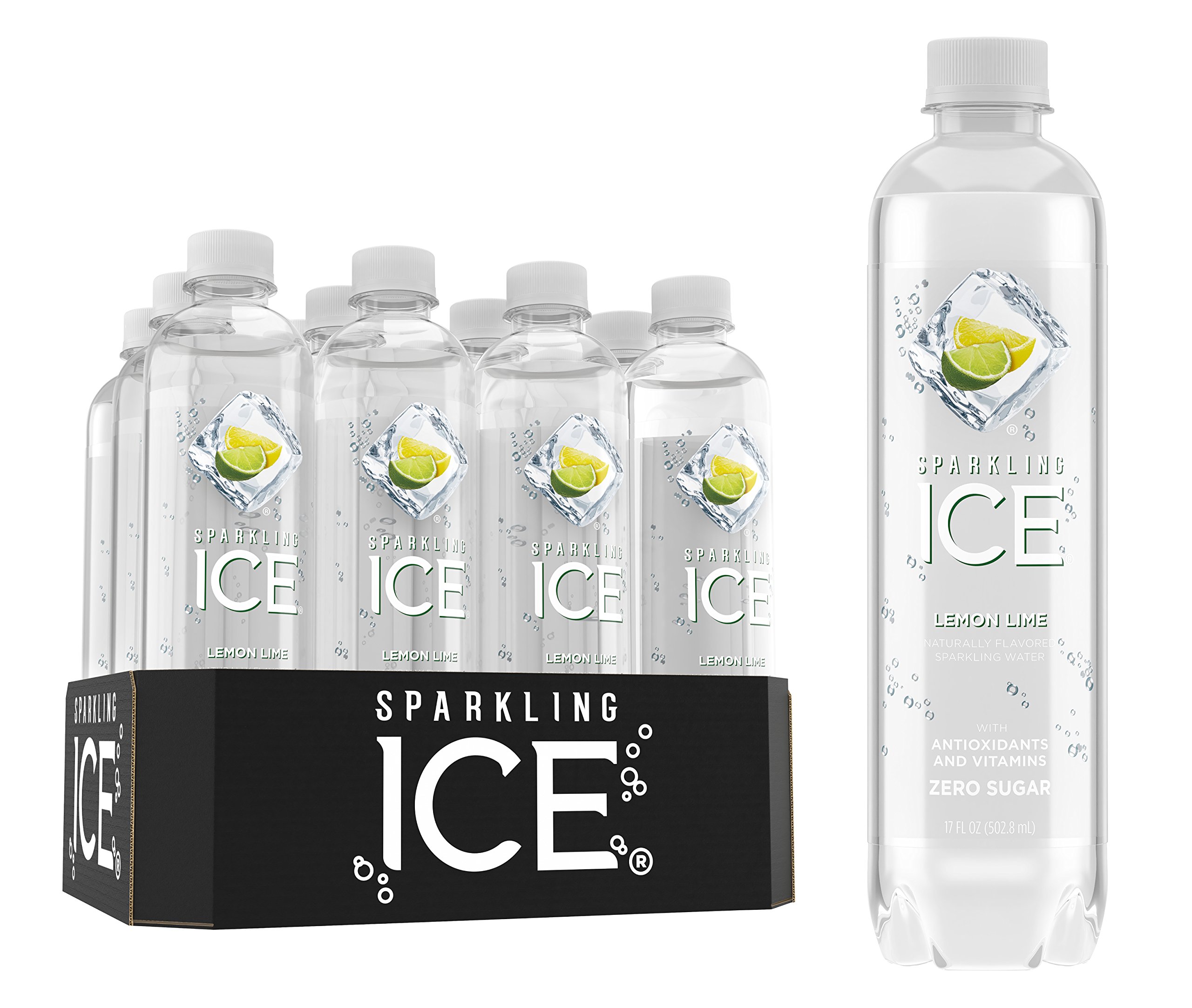 Sparkling Ice Lemon Lime Sparkling Water, with Antioxidants and ...