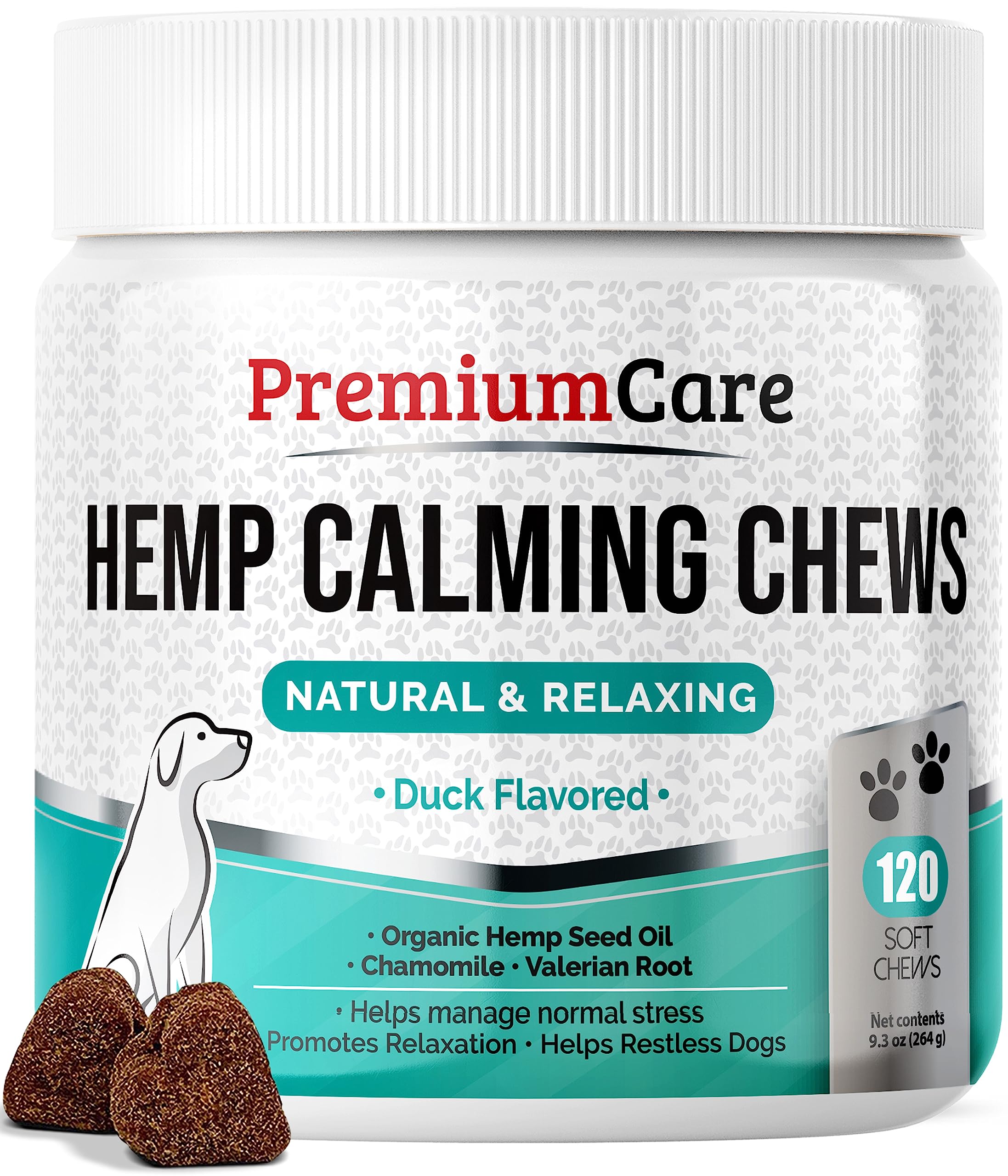 PREMIUM CARE Hemp Calming Chews for Dogs, 9.3 oz (264g), Duck Flavor ...