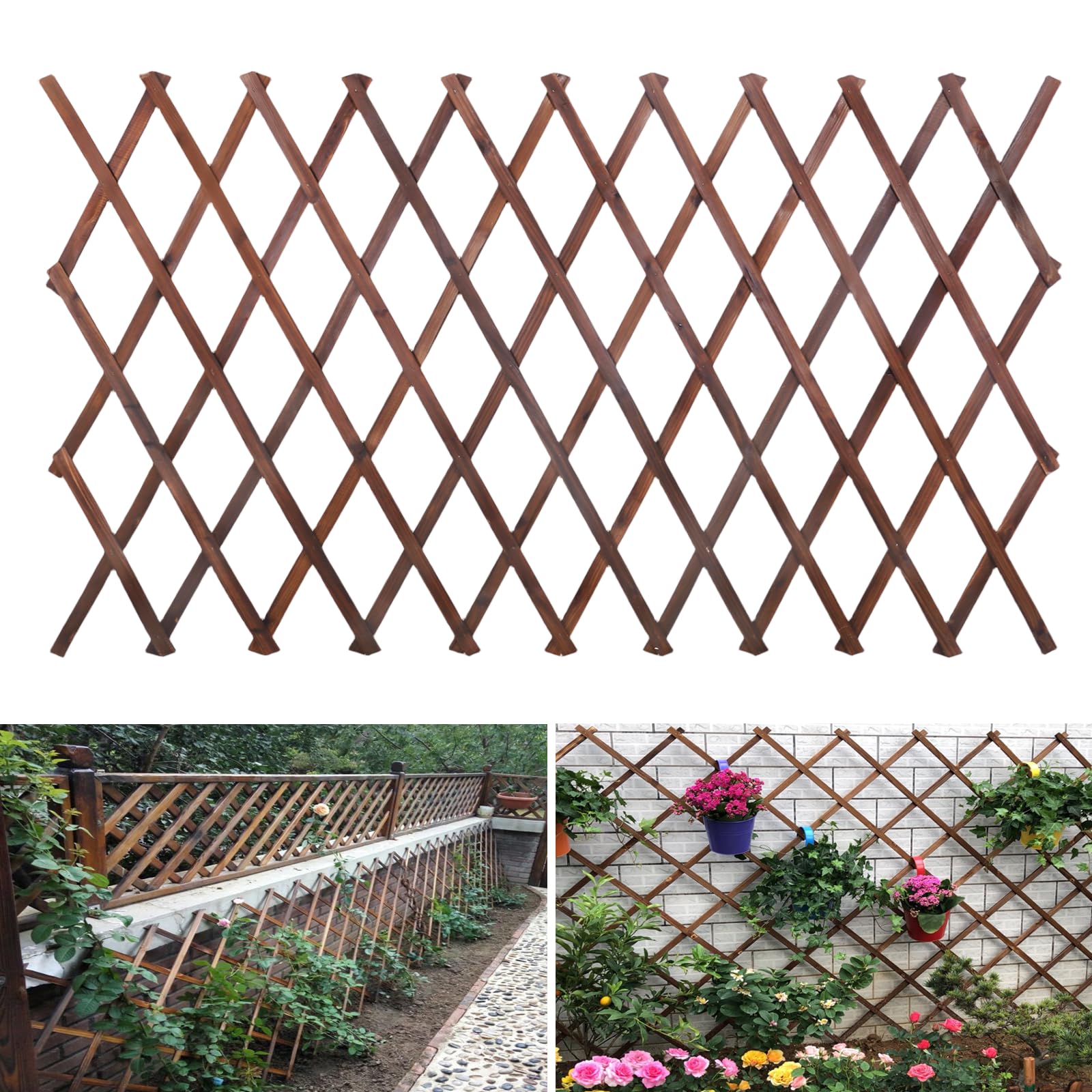 Expandable Garden Trellis, 38" x 89" Large Wooden Lattice Fence Wall ...