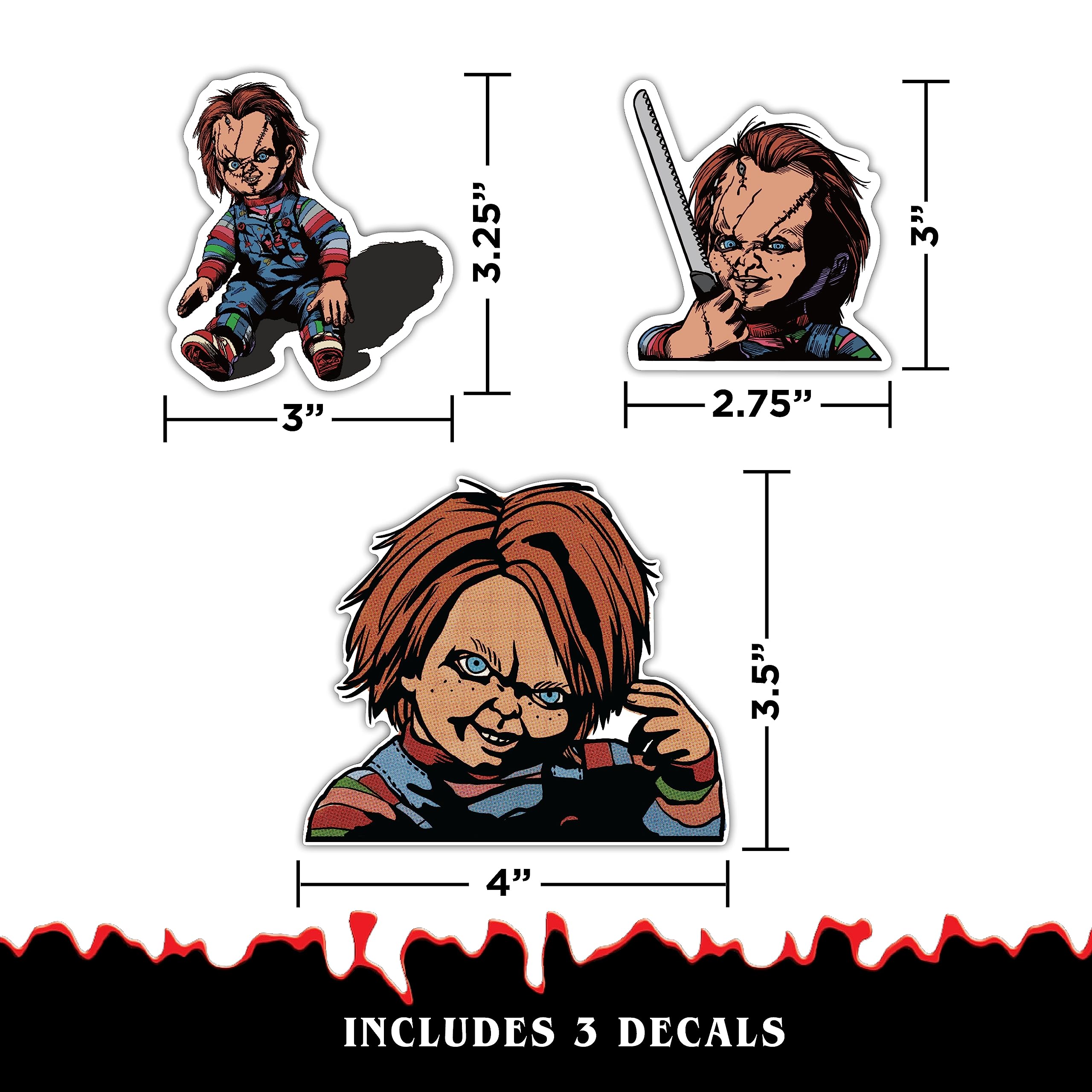 Mua Chucky Doll Child's Play Decals - Set of 3 Vinyl Stickers for Car ...