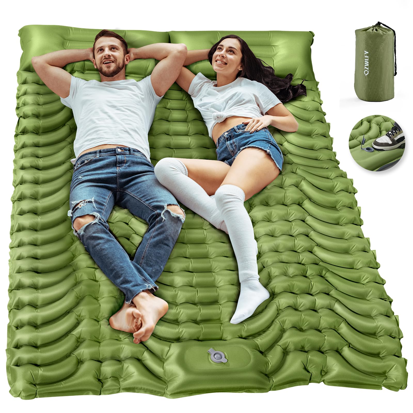 QZWLFY Camping Sleeping Pad,Double Sleeping Pad for Camping-Self ...