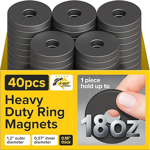Heavy Duty Ring Magnets - Ultra Strong (1.2x0.18/30x4.5mm, 40 pcs ...