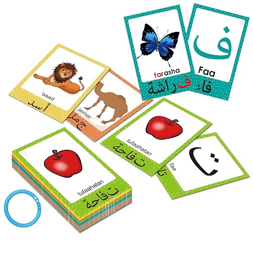YIYDONG Arabic Alphabet Flash Cards for Kids Toddler, Learning Arabic ...