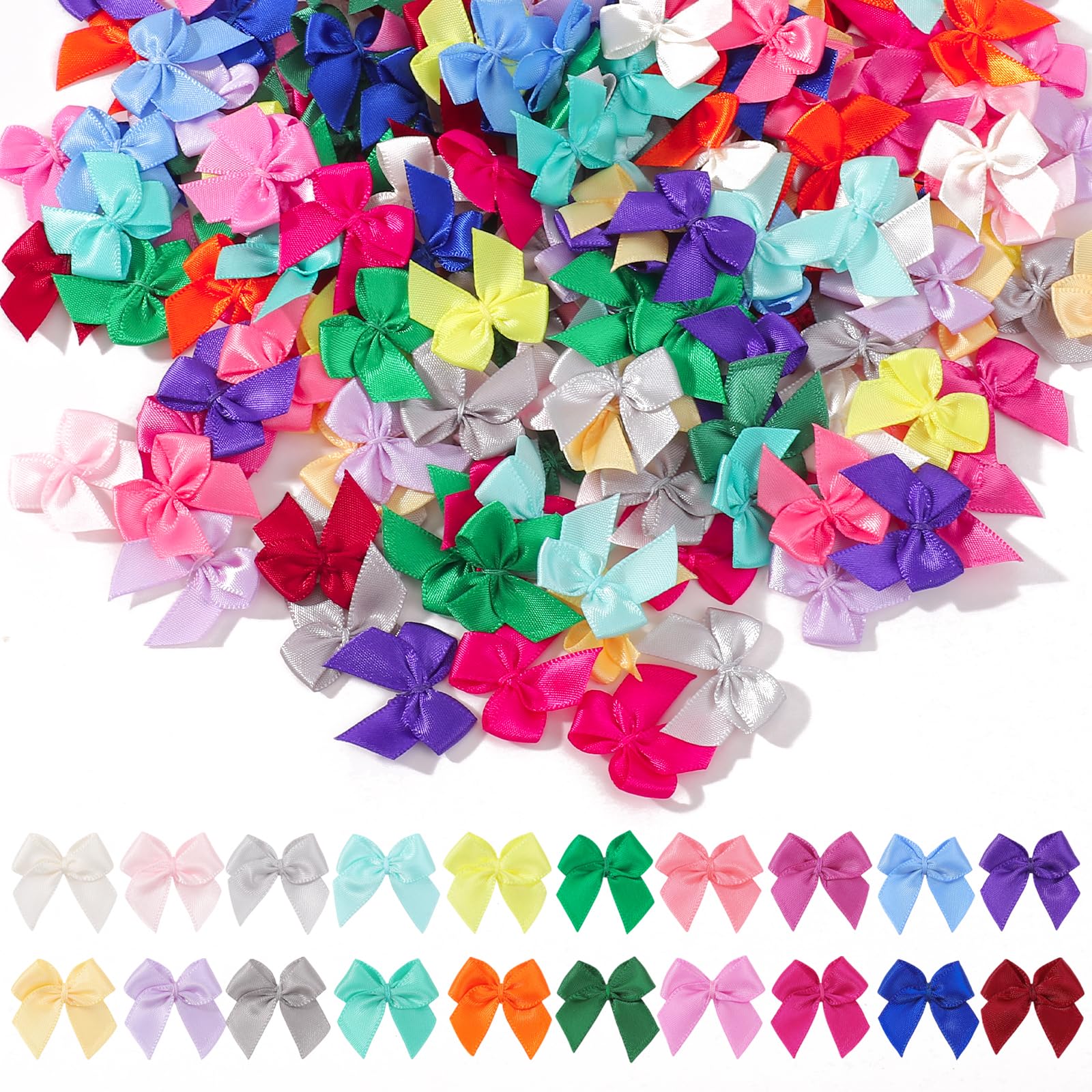 yoyokid 200 Pcs 1" Mini Satin Ribbon Bows, Tiny Crafts Bows Decoration ...