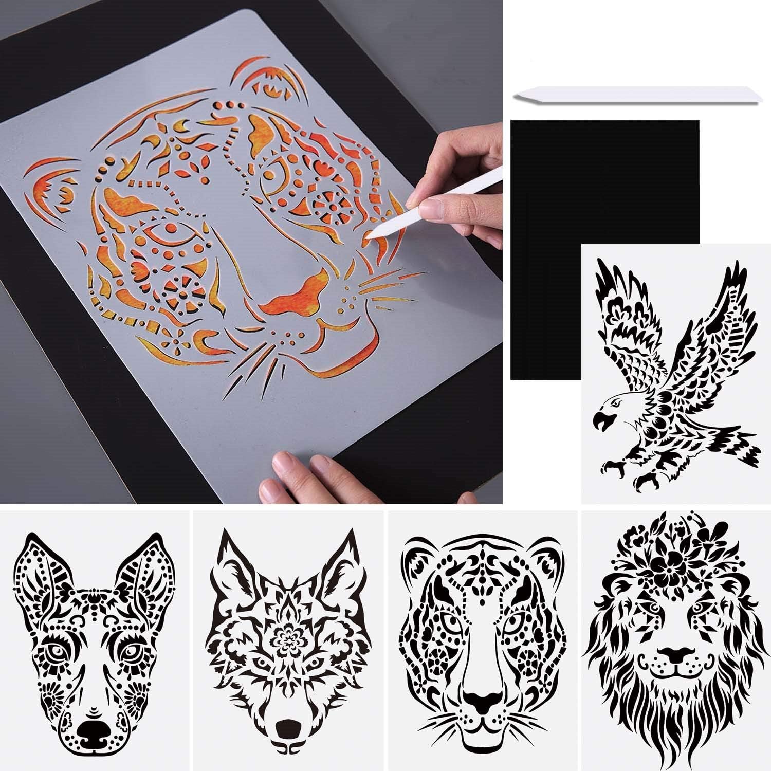 Scratch Art Crafts for Kids & Adult with Templates, Black Paper Magic ...