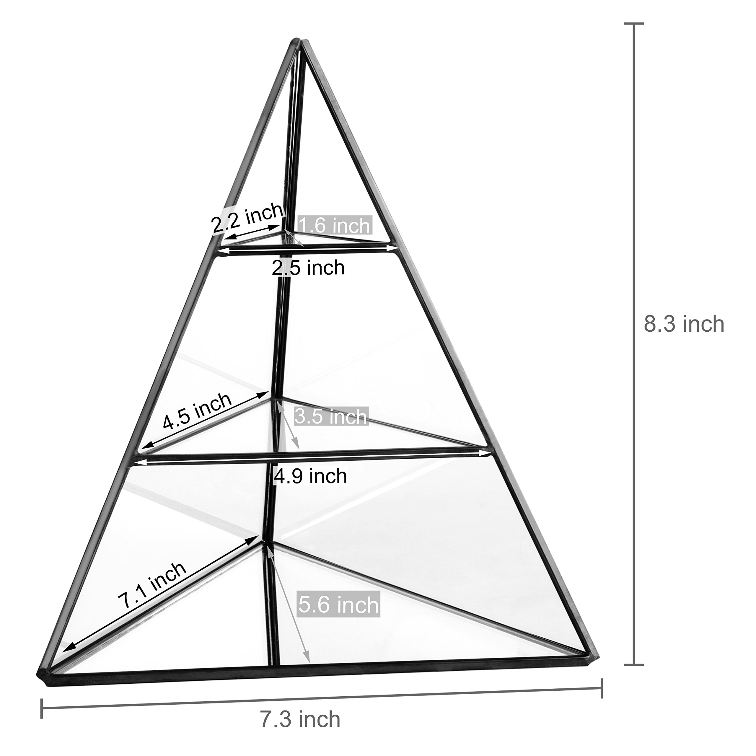 MyGift 3-Tier Glass Pyramid Jewelry Stand Display Case with Vintage ...