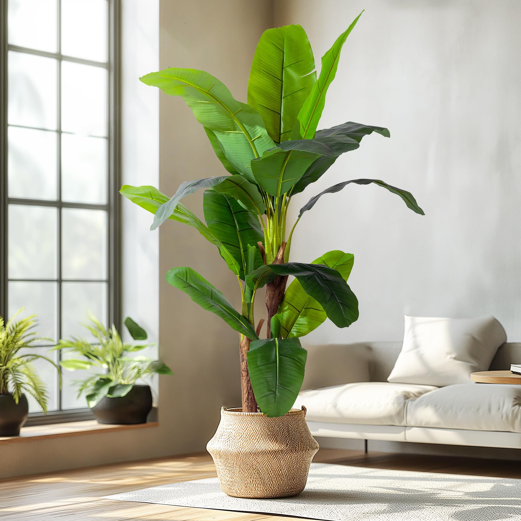 Erimda 6FT Artificial Banana Tree Tall Fake Banana Leaf Plant Faux ...