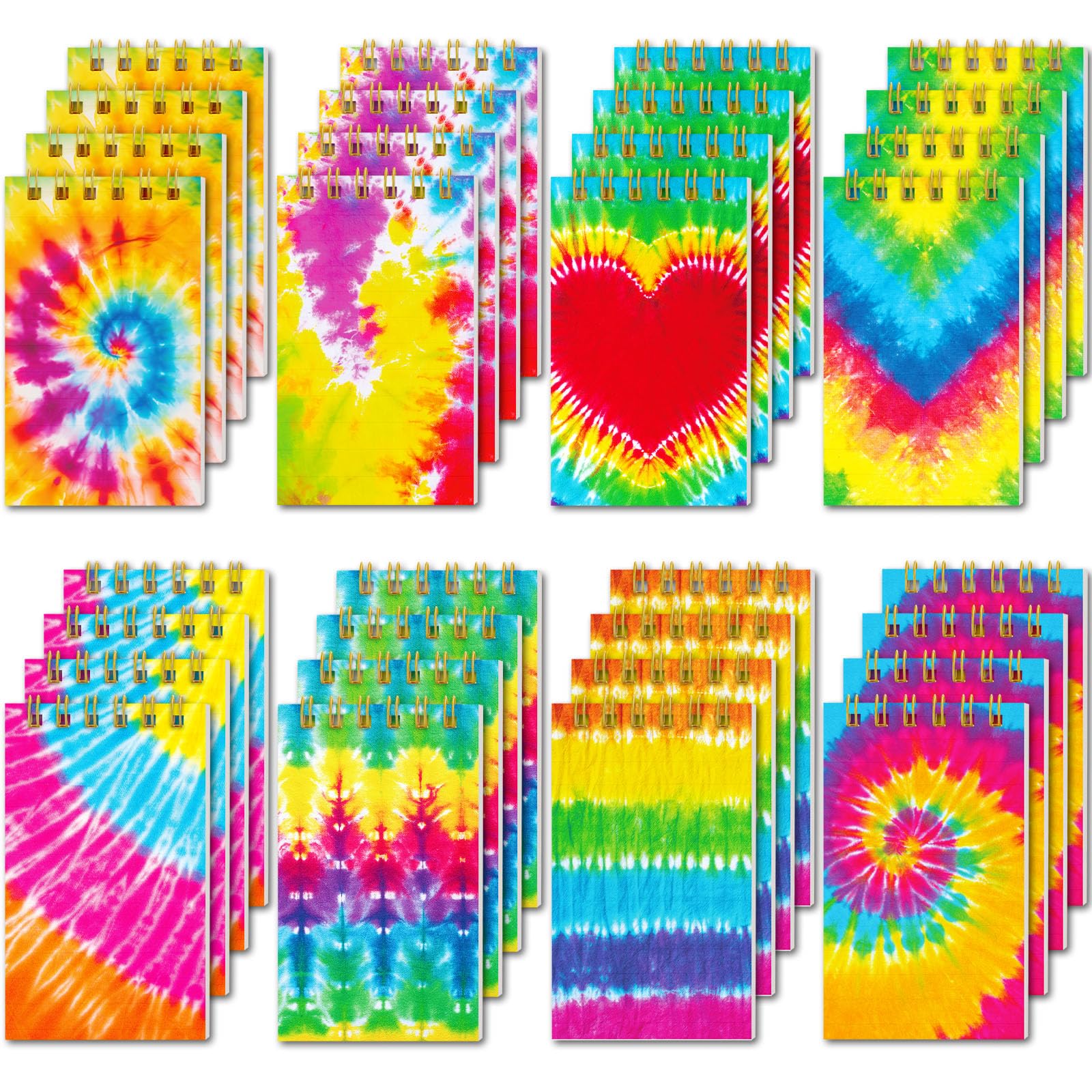 Koogel 32PCS Mini Spiral Notebook, 3x5inch Pocket Notebooks Tie Dye ...