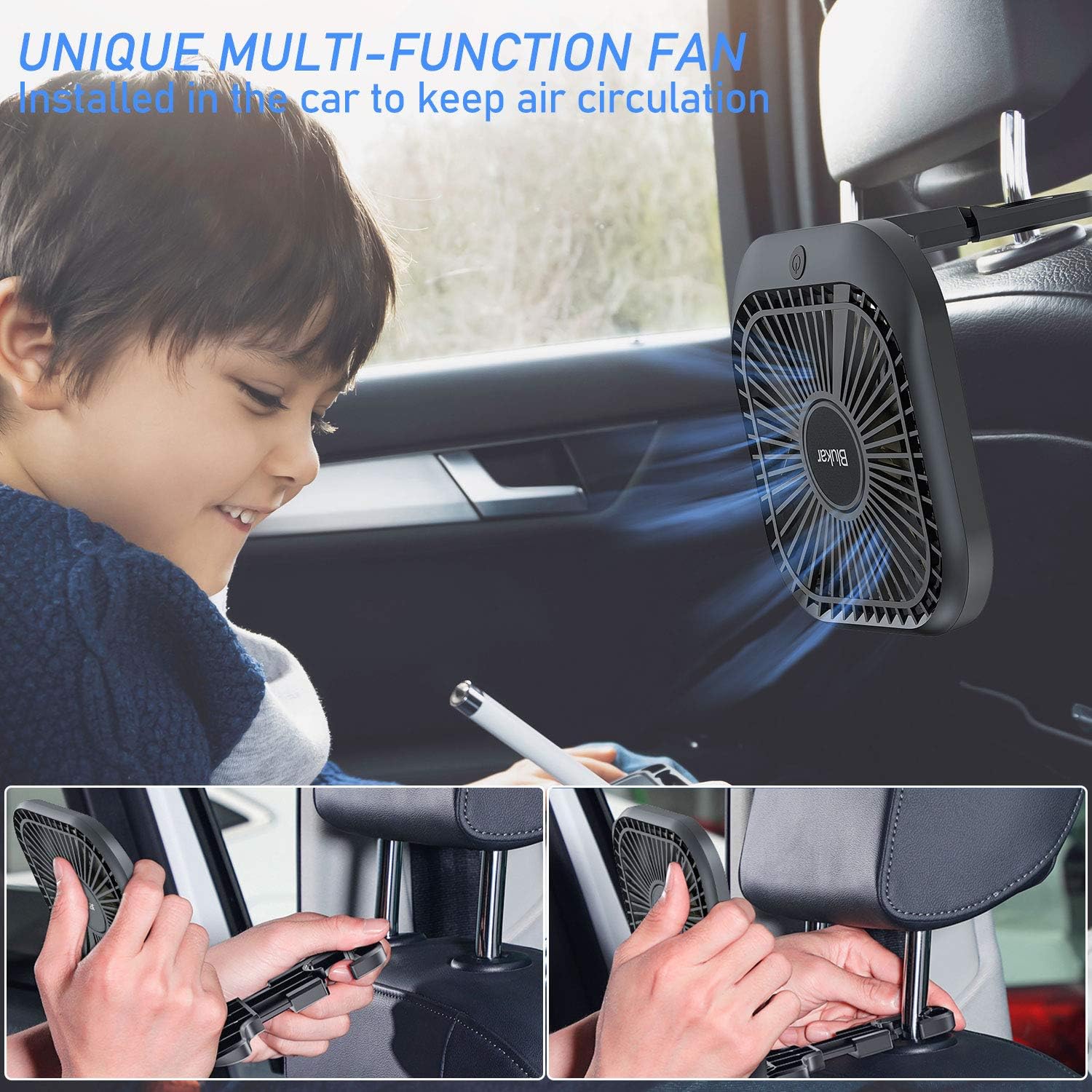 Blukar USB Fan, Desk Fan Table Fan – 9 Fan Blade, Adjustable 3 Speeds ...