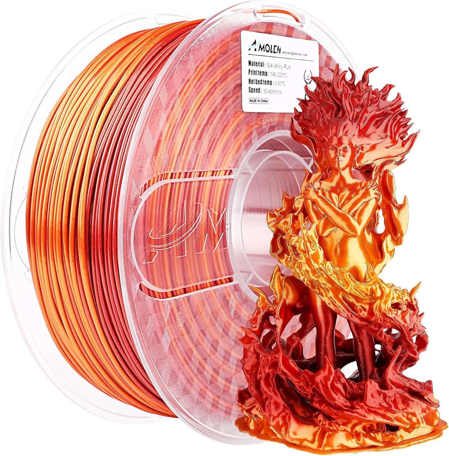 AMOLEN Silk PLA Gradient 3D Printing Filament, 1KG Spool 1.75mm Silk ...