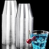 Amazon.com: ALMOXVYE 100 Pack 8 Oz Clear Plastic Cups with Dome Lids ...