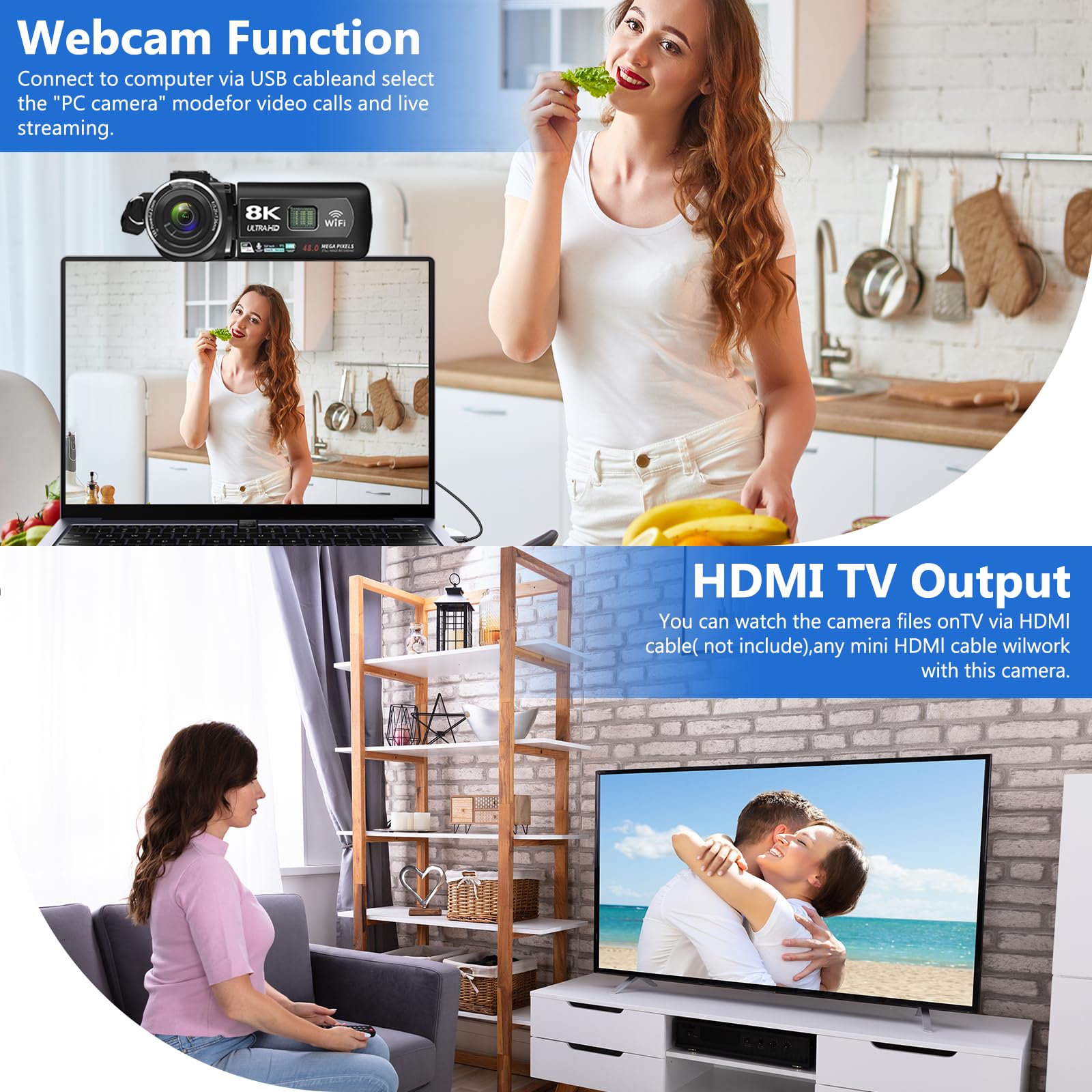 Mua VETEK Video Camera 8k Camcorder 48MP UHD WiFi IR Night Vision ...