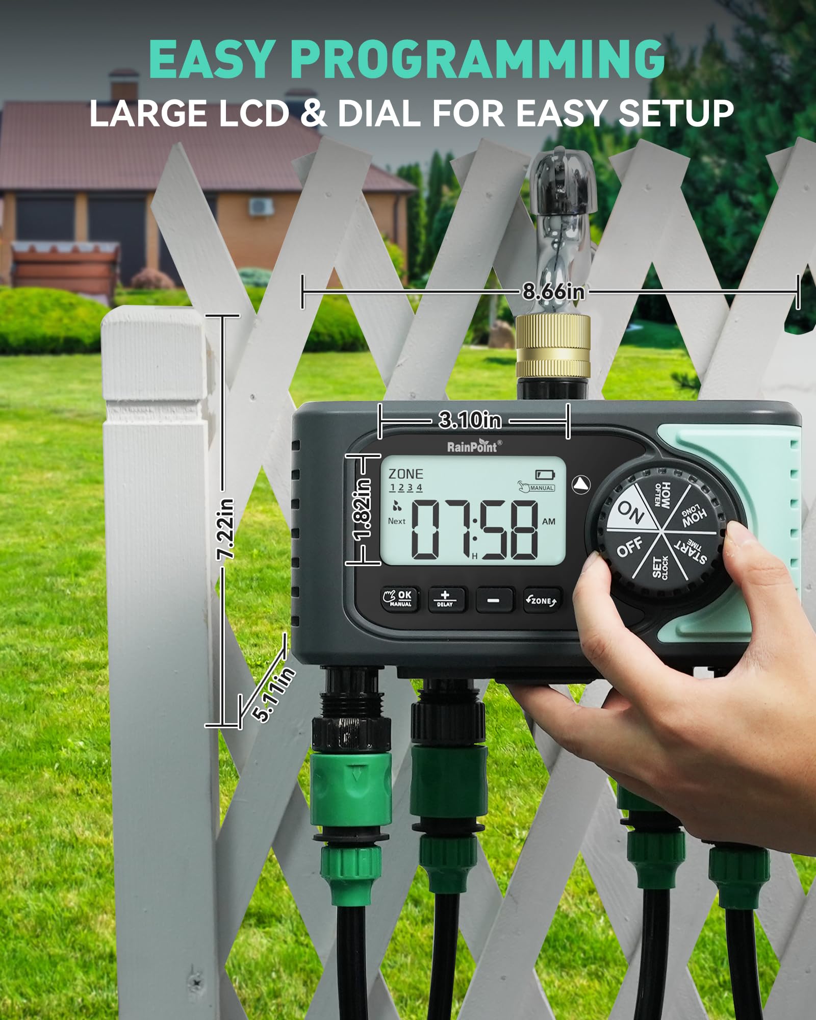 Mua RAINPOINT Sprinkler Timer, 4 Outlets Hose Timer with Brass Inlet ...