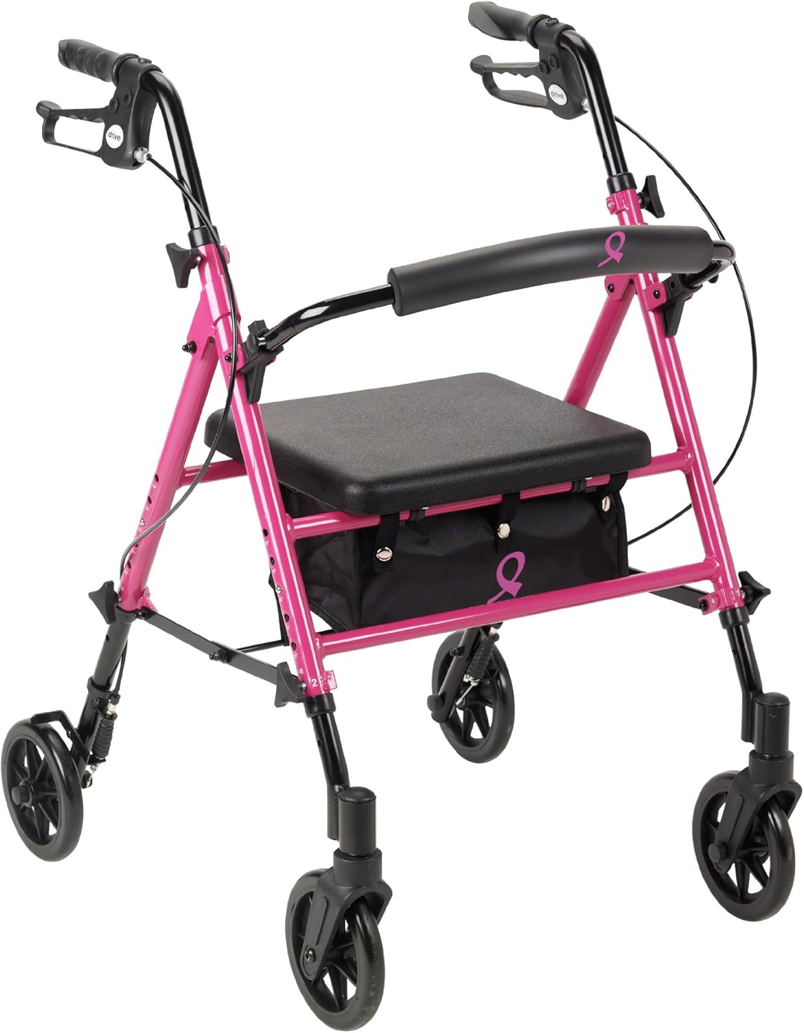 Drive Medical Breast Cancer Awareness Adjustable Height Pink Rollator ...