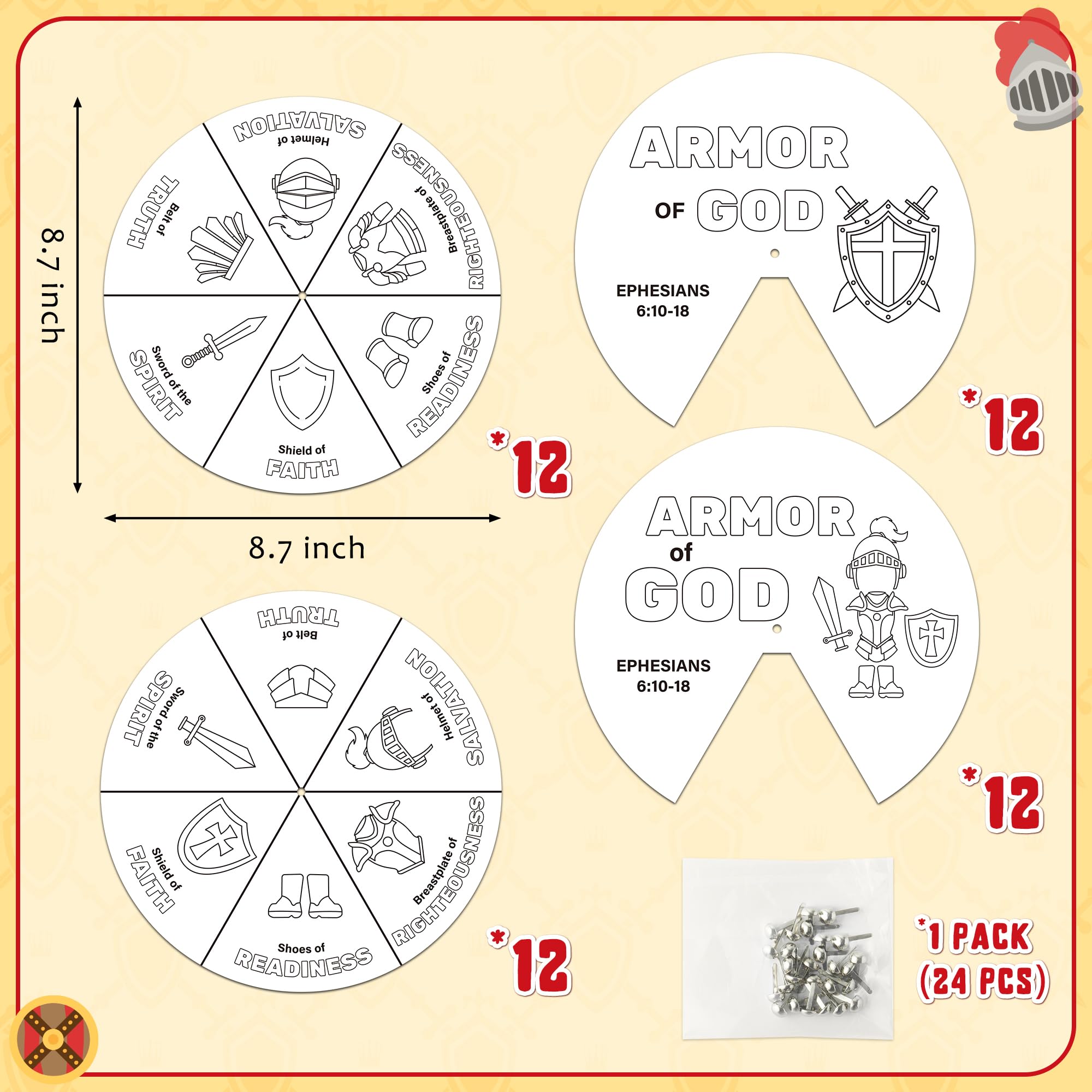 Mua COcnny 24 Sets Armor Of God Color Wheel Craft, Color Your Own ...