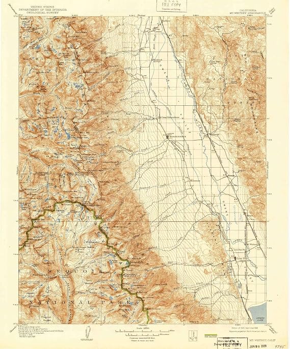 Amazon.com : YellowMaps Mt Whitney CA topo map, 1:125000 Scale, 30 X 30 ...