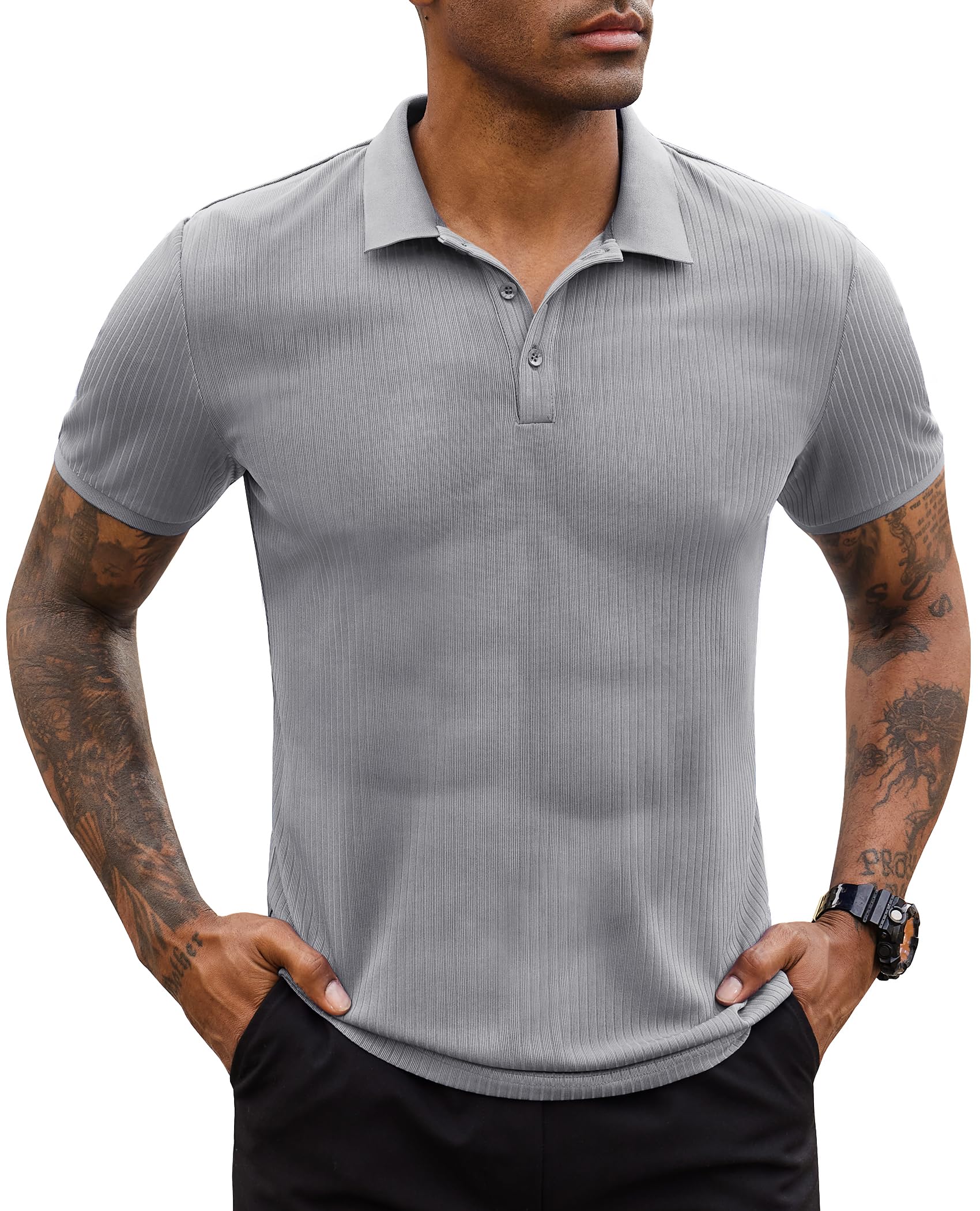 Lion Nardo Stretch Polo Shirts for Men Short Sleeve Golf Polo Shirts Slim Polo T-Shirts for Men ...