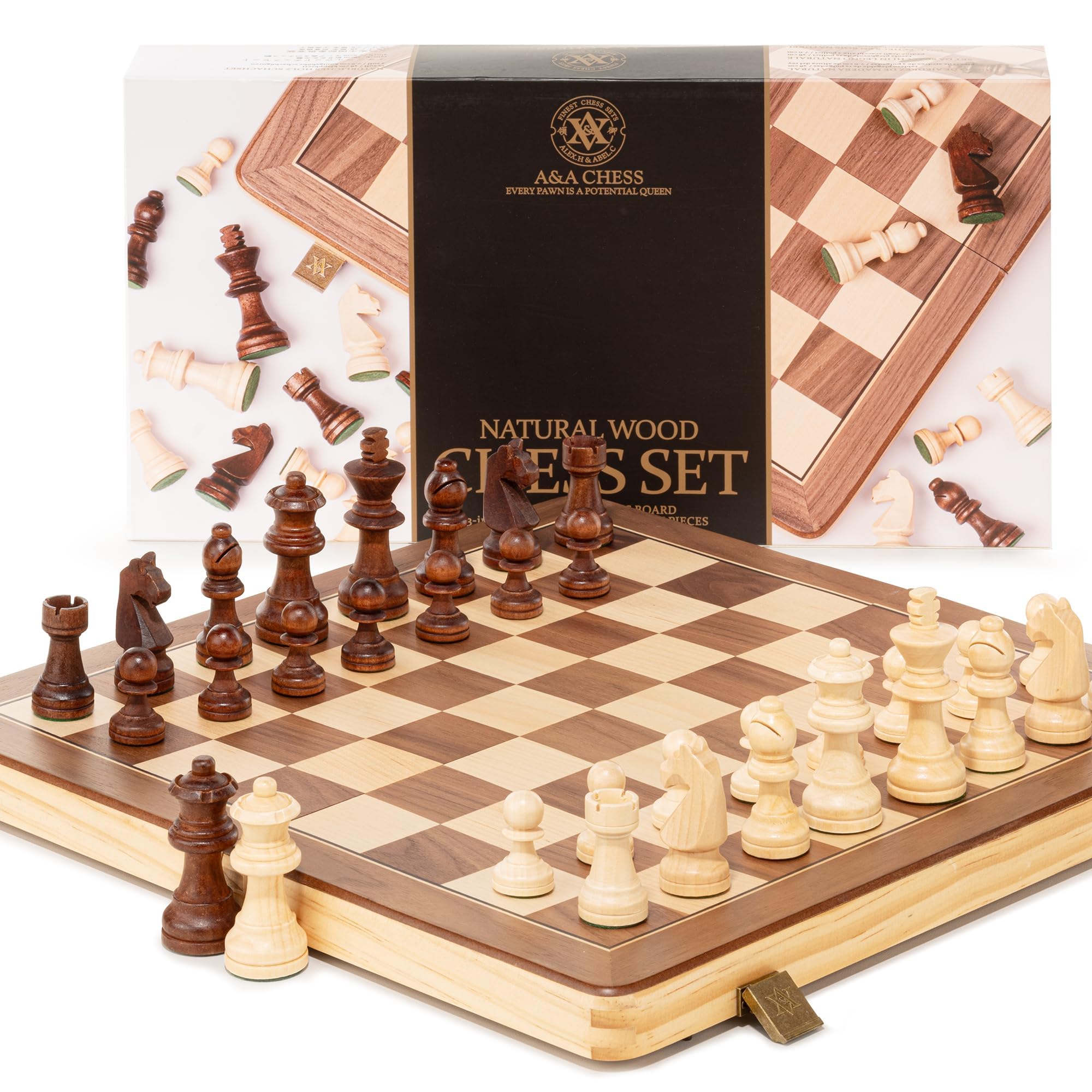 Mua A&A 15 inch Wooden Folding Chess & Checkers Set w/ 3 inch King ...